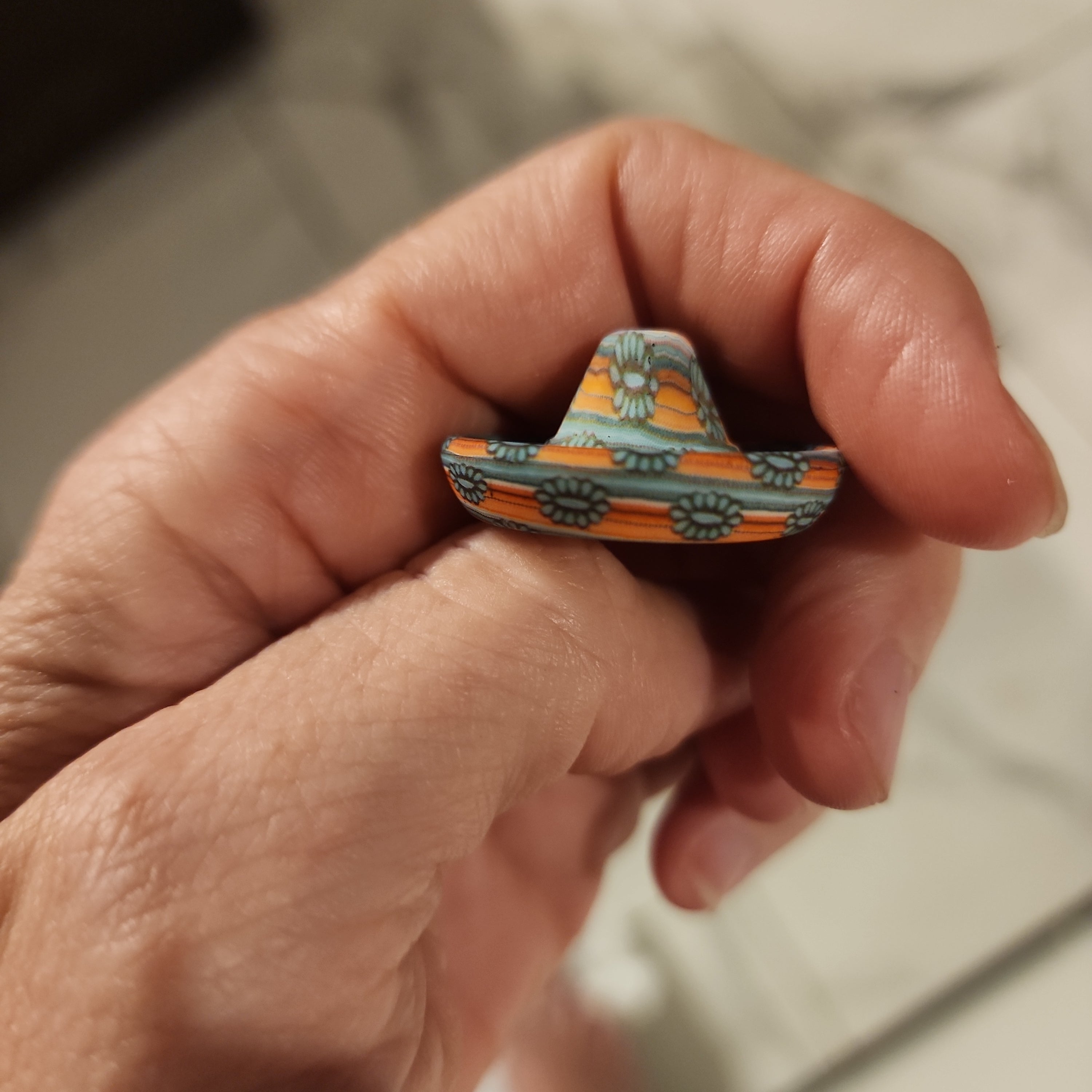 Printed Sombrero hat silicone focal bead custom beads Richard hat ...