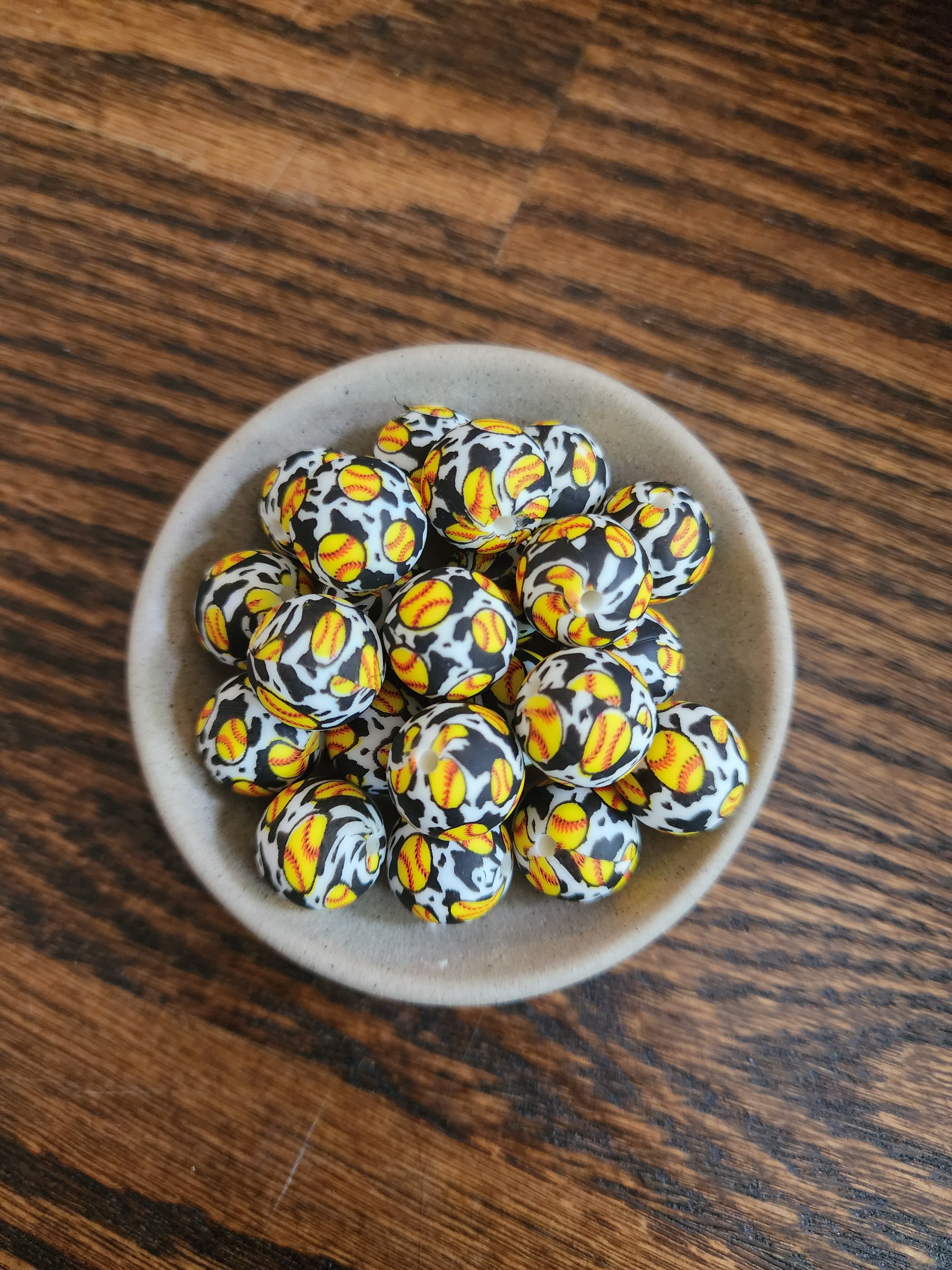 Softball cow custom print 15mm abacus hexagon – Daisyland & Co