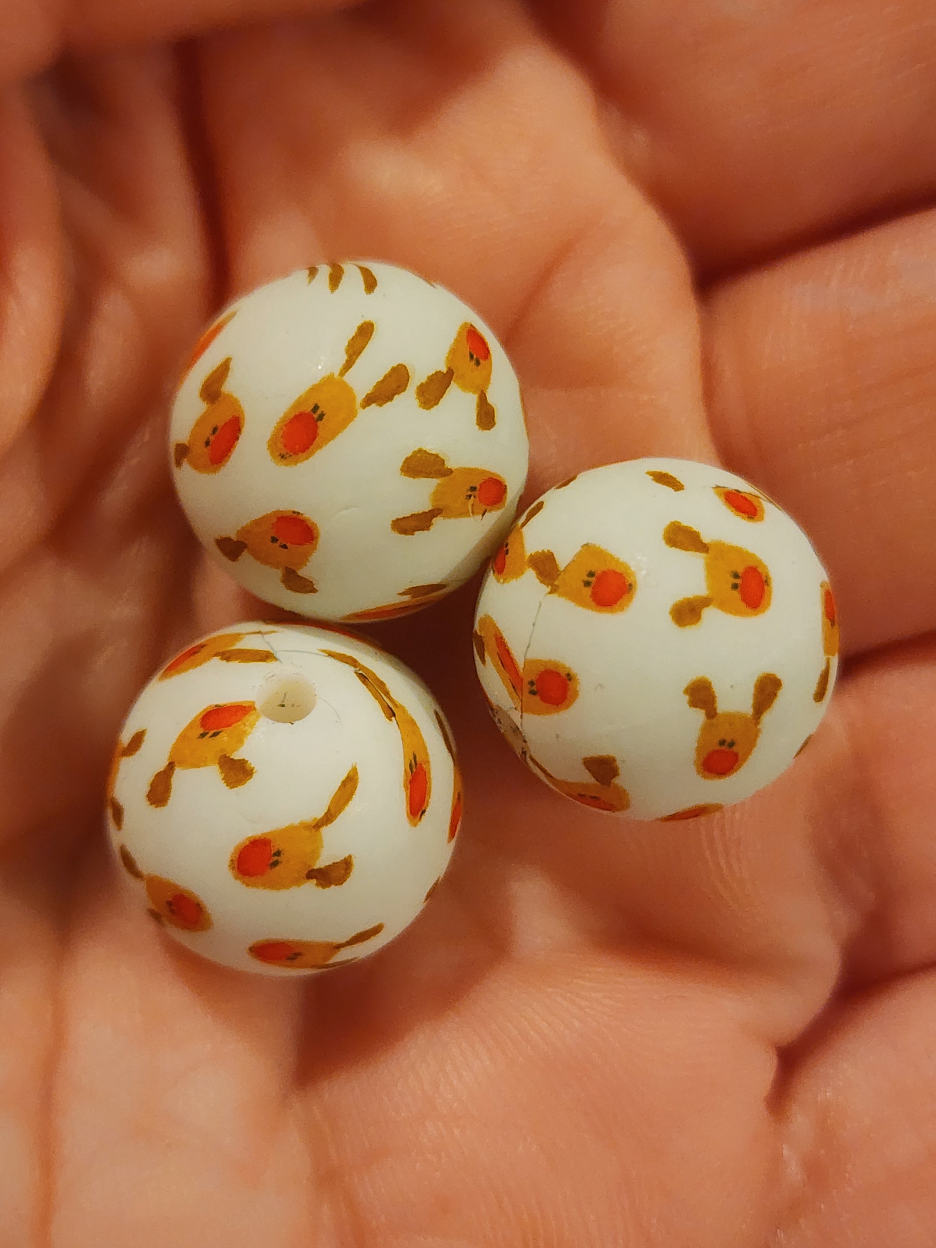 Red nosed reindeer silicone beads 15mm print bead custom – Daisyland & Co