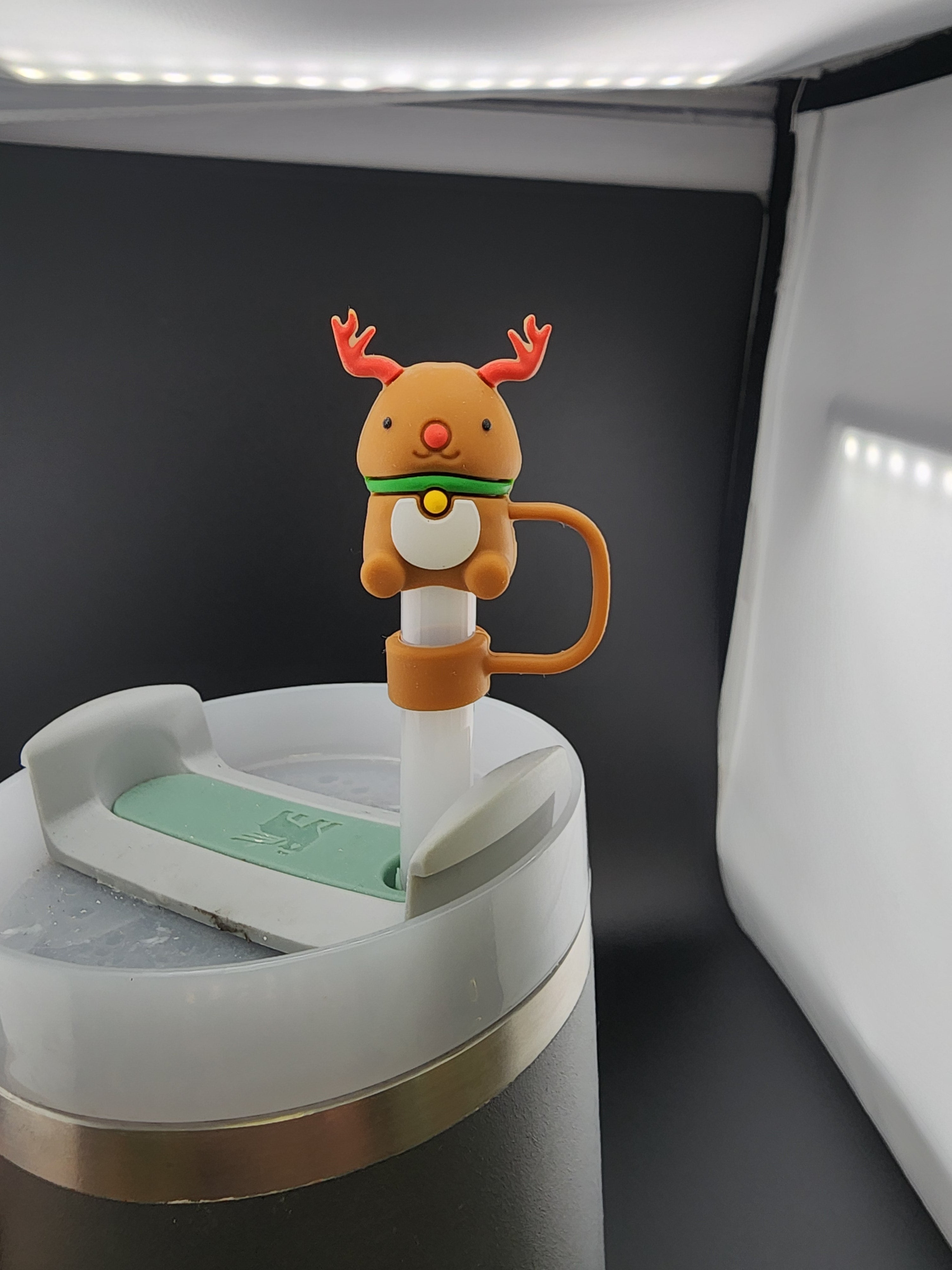 Custom exclusive collab silicone straw topper richard reindeer toppers ...