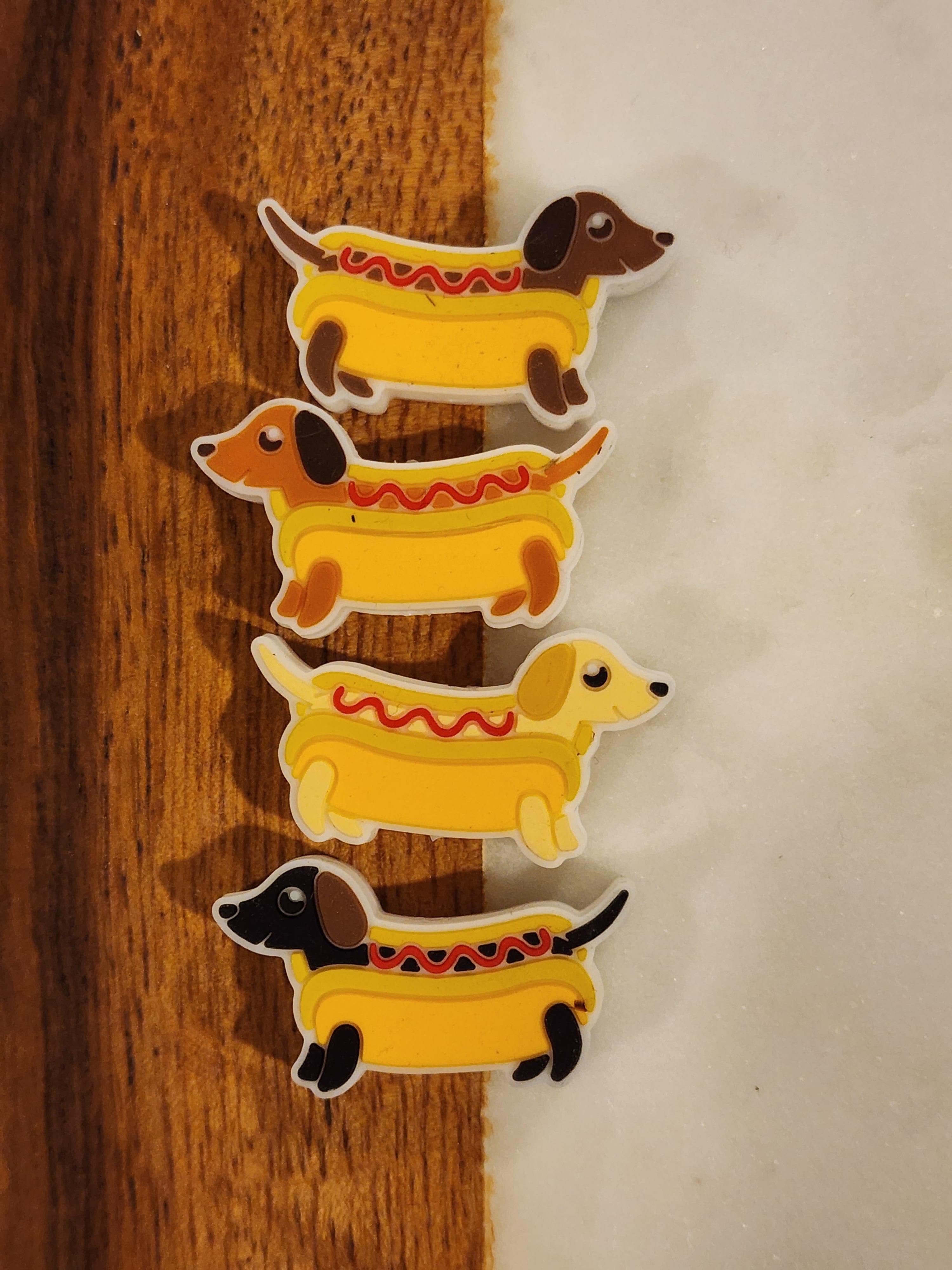 Waffles the weiner dog hot dog custom silicone focal bead – Daisyland & Co